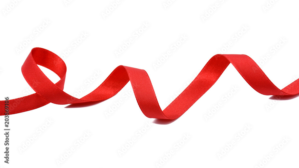 spiral of red fabric ribbon isolated on white background Stock Photo ...