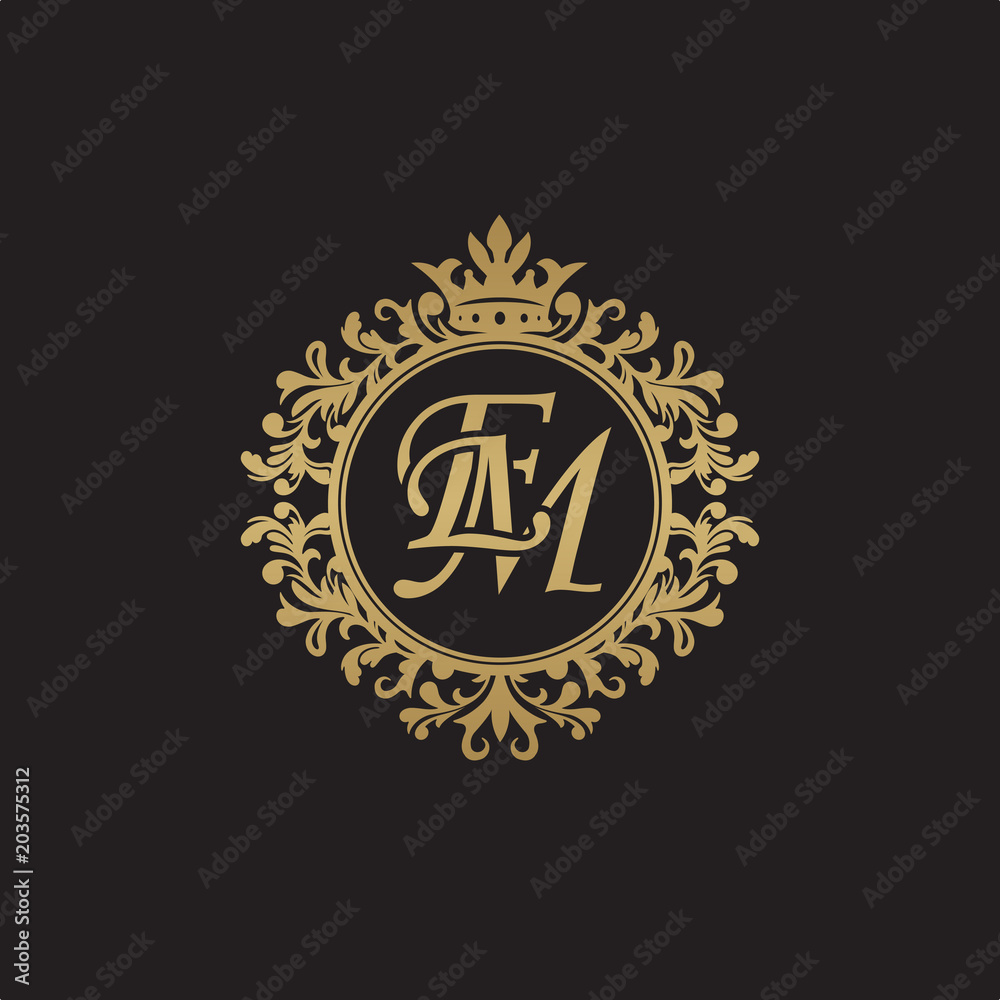 Initial letter EM, overlapping monogram logo, decorative ornament badge ...