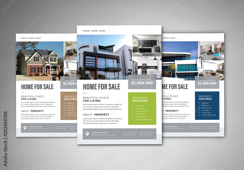 Real Estate Advertising Flyer Layout Stock Template | Adobe Stock