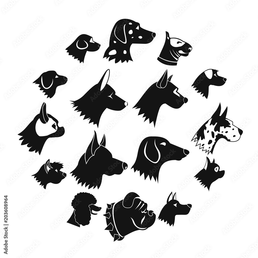 Dog Icons set in simple style isolated on white background Stock Vector ...