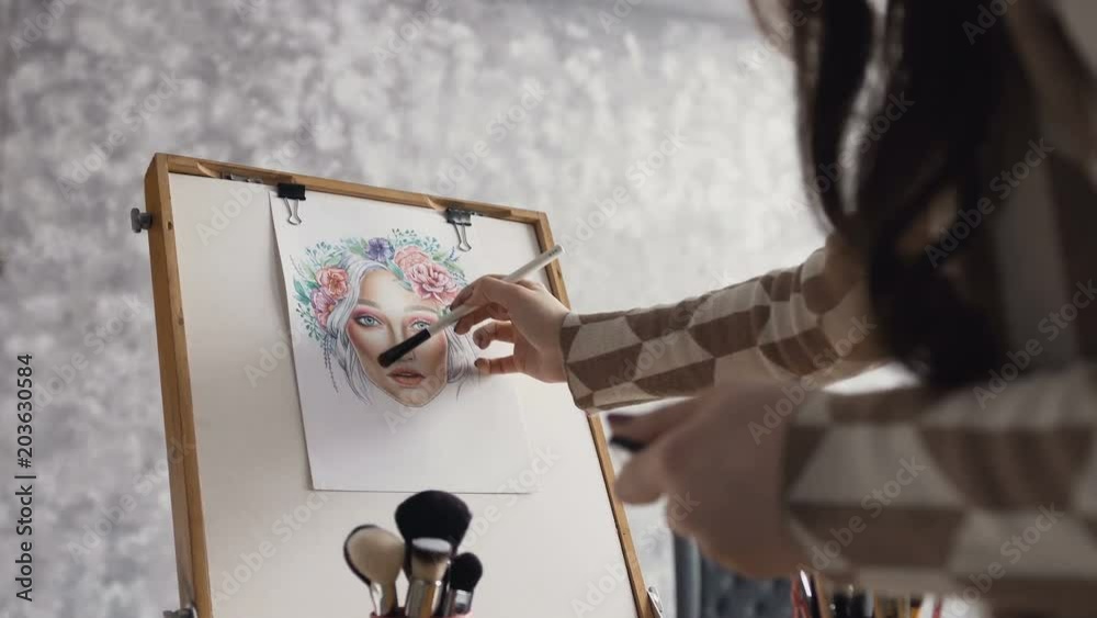 The artist on makeup and beauty creates a beautiful face makeup chart ...