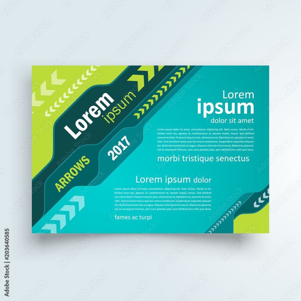 Flyer arrows cover design, tabs element, horisontal brochure size A4 ...