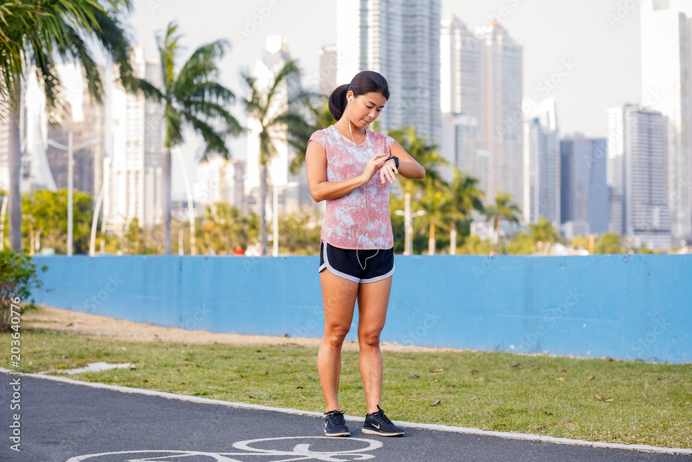 Asian female runner on running track. Individual sports concept Stock ...