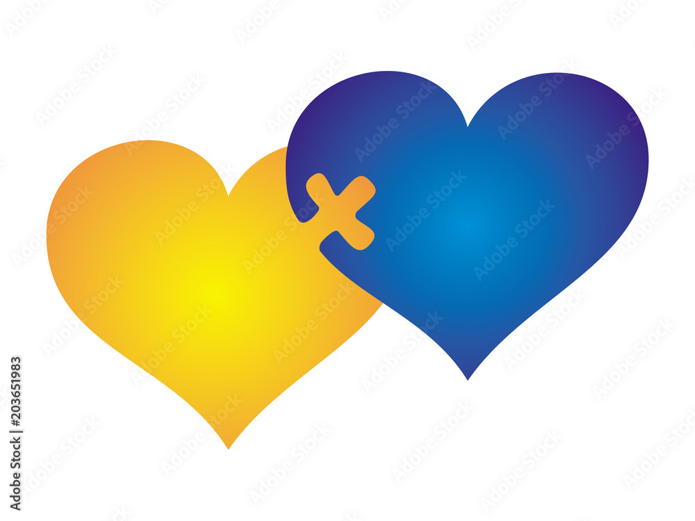 Two hearts connected by a puzzle. A symbol of love and relationship ...