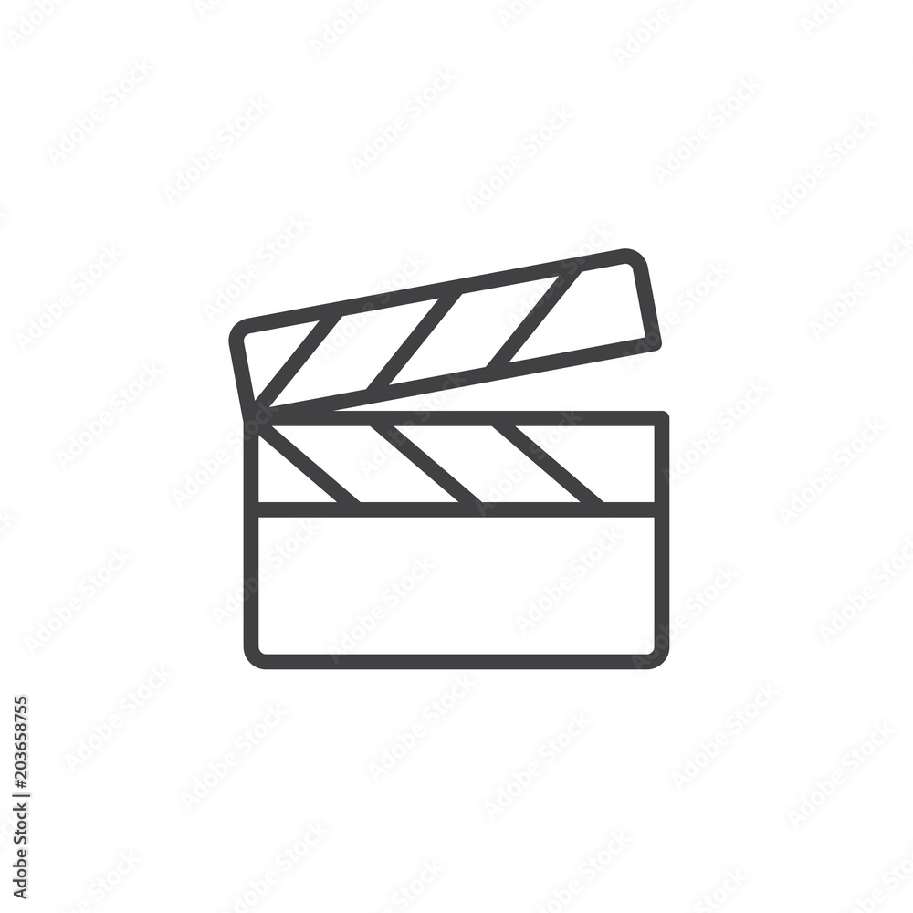 Clapperboard outline icon. linear style sign for mobile concept and web ...