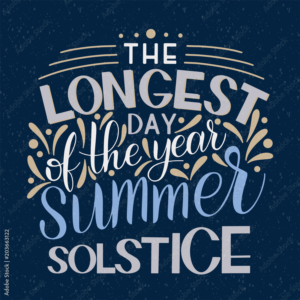Summer solstice lettering. Elements for invitations, posters, greeting ...