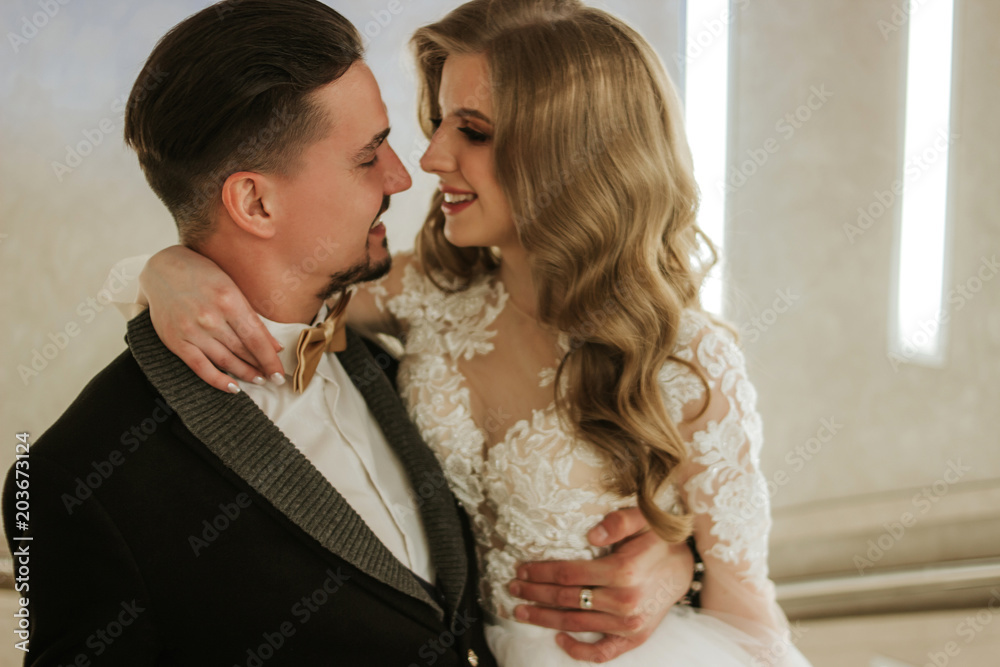 Foto de Eskimo kiss. A gentle touch of noses. Eyesight. Romantic happy ...