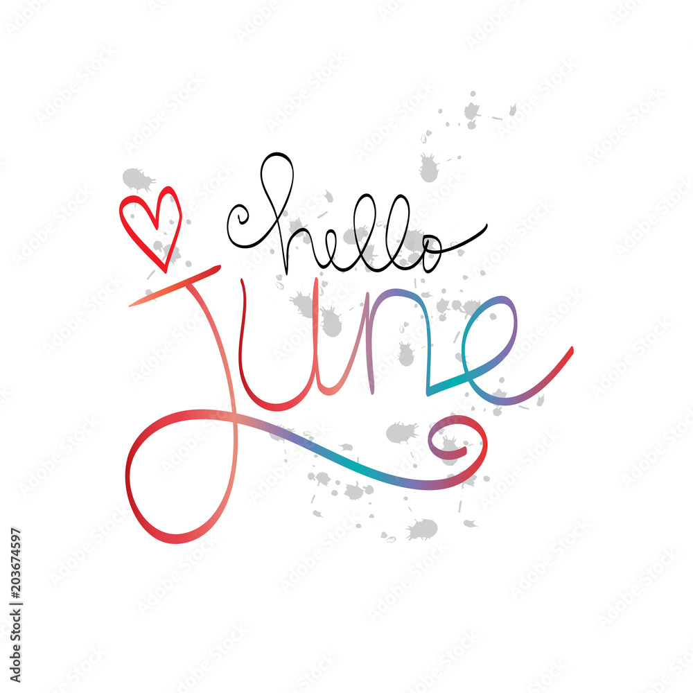 Hello June hand lettering Stock Illustration | Adobe Stock