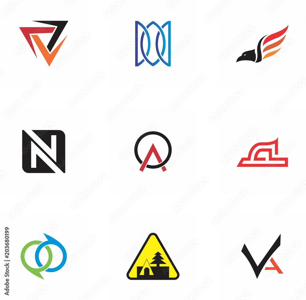 logo set design for company, brand, identity, and collection Stock ...