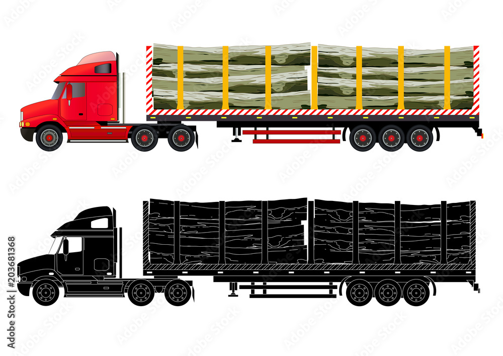Timber wood truck, vector illustration. Isolated Stock Vector | Adobe Stock