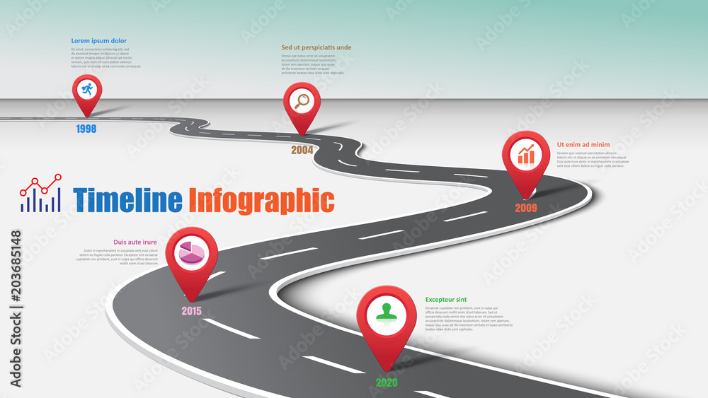 Business road map timeline infographic world designed for abstract ...