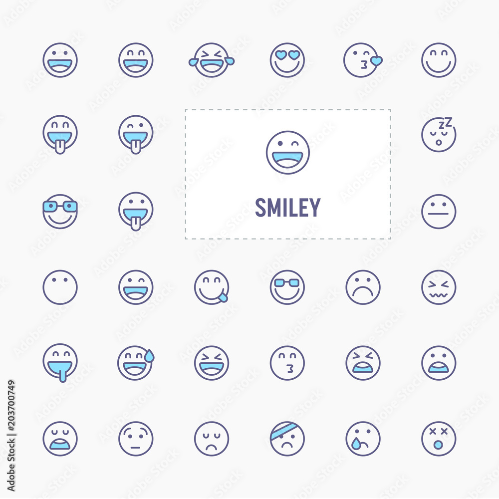 Smiley Icon Set Stock Vector | Adobe Stock