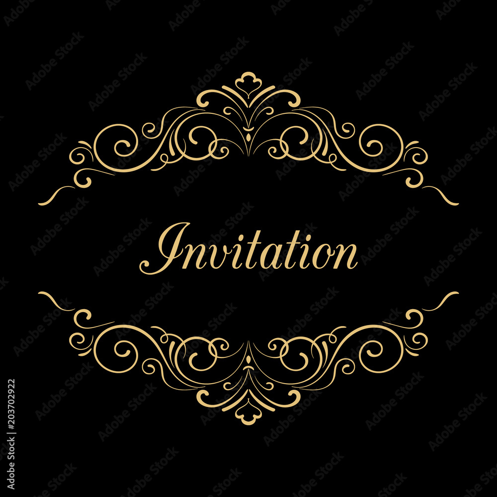 Vintage gold frame. Elegant vector element for design with place for ...