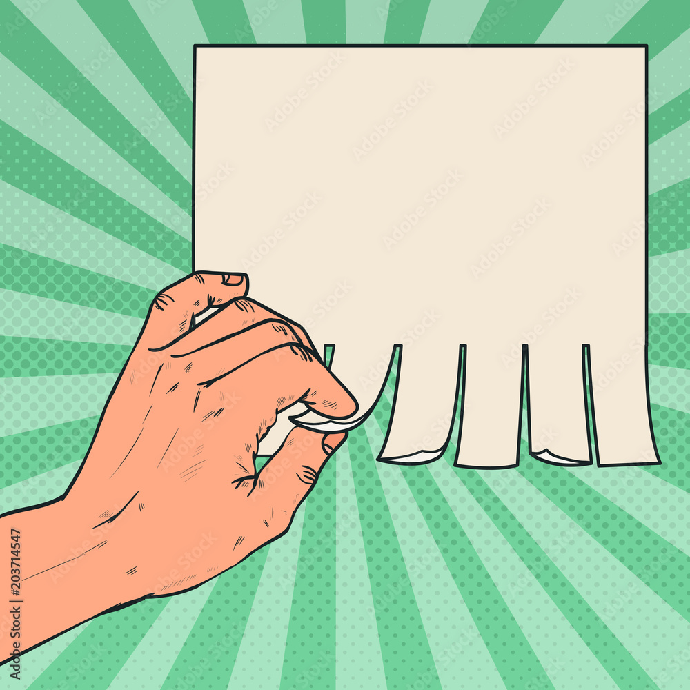 Pop Art Male Hand Tear a Piece of Blank Advertising. Vector ...