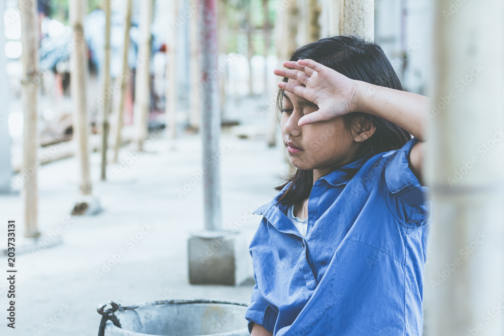 little girl feeling stress from work,Stop children labour,world day ...