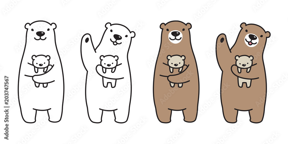 bear vector polar bear panda logo icon hug kid illustration character ...