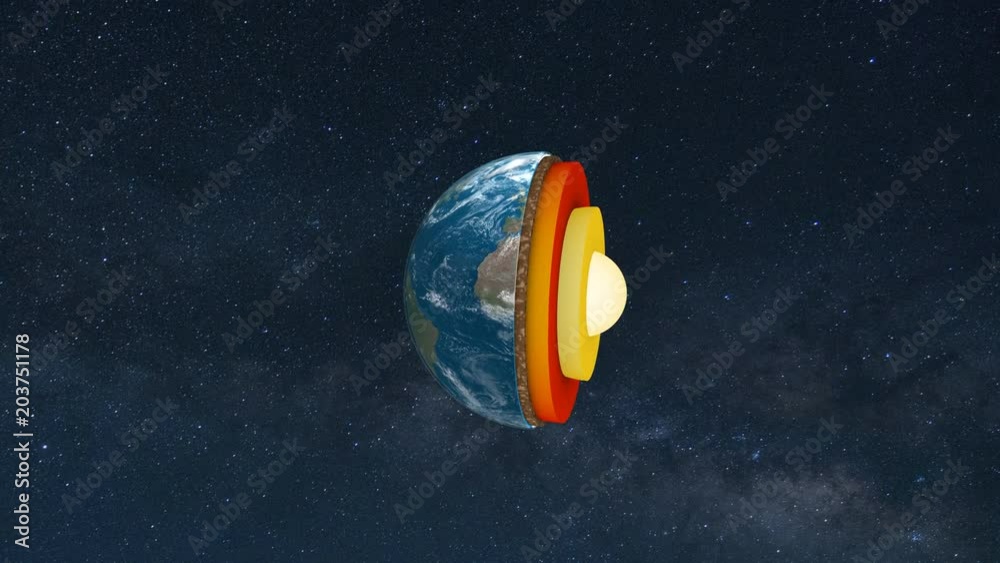 Core of the Earth with inner geological structure and layers of the ...