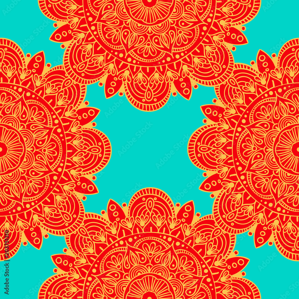 Seamless ethnic pattern with floral motives. Mandala stylized print ...