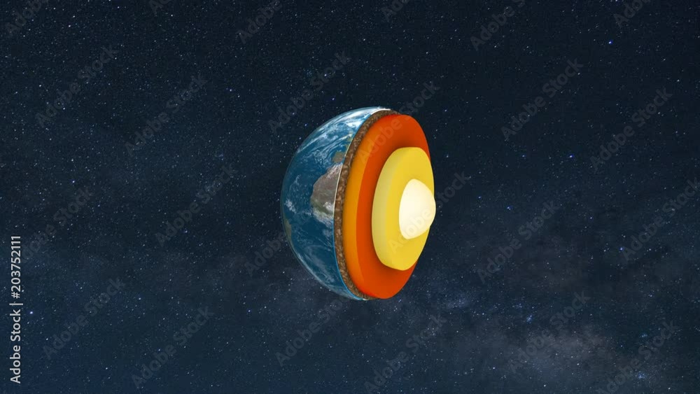 Core of the Earth with inner geological structure and layers of the ...