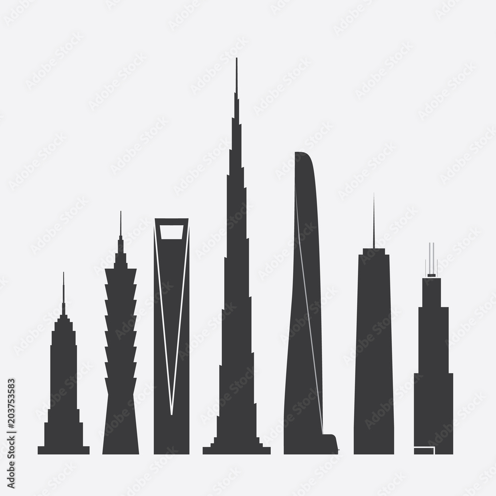 Skyscraper Icons Stock Vector | Adobe Stock