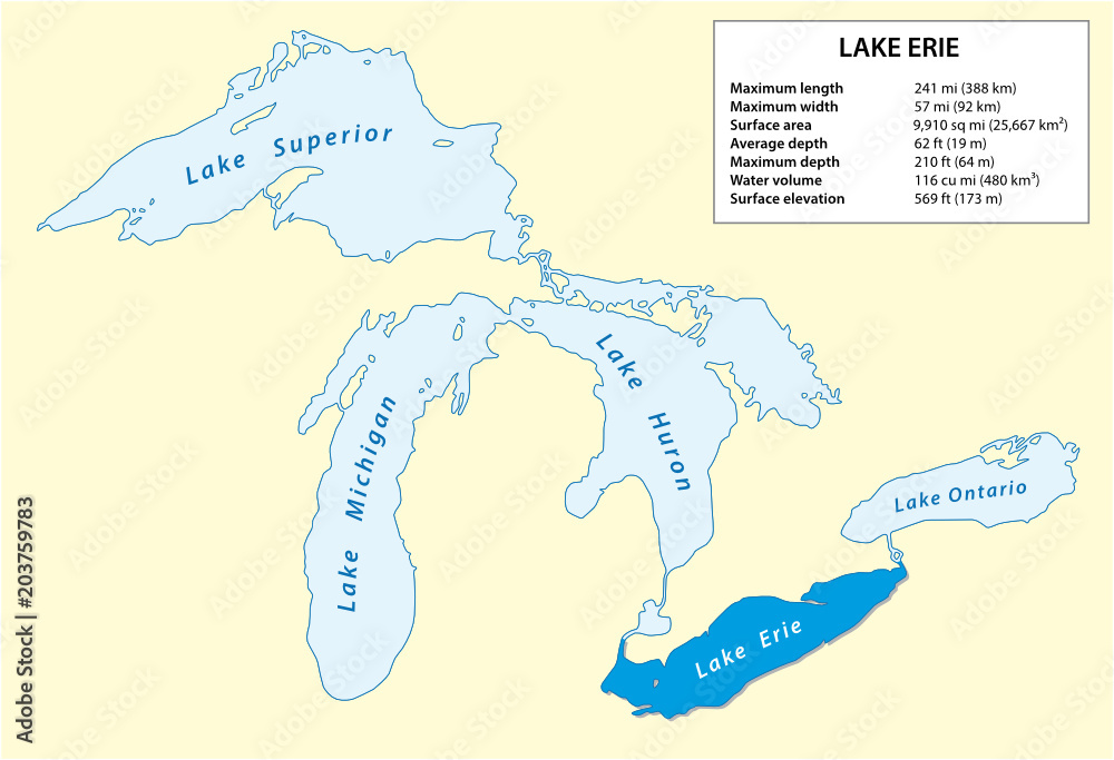 Information vector map of Lake Erie in North America Stock Vector ...