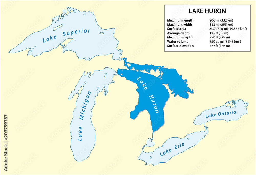 Information vector map of Lake Huron in North America Stock Vector ...