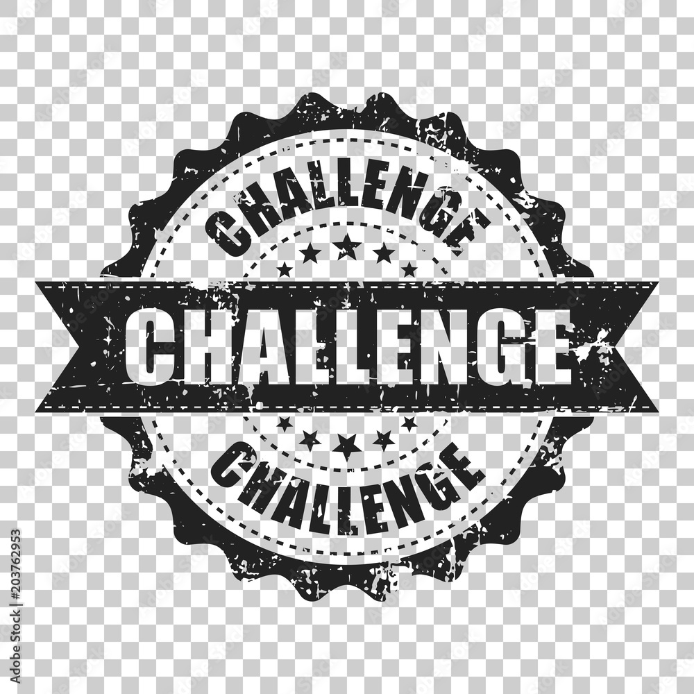 Challenge scratch grunge rubber stamp. Vector illustration on isolated ...