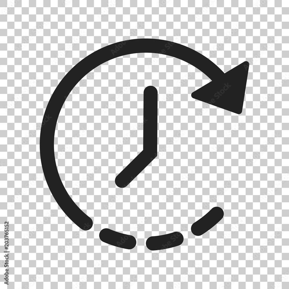 Clock time icon in flat style. Vector illustration on isolated ...