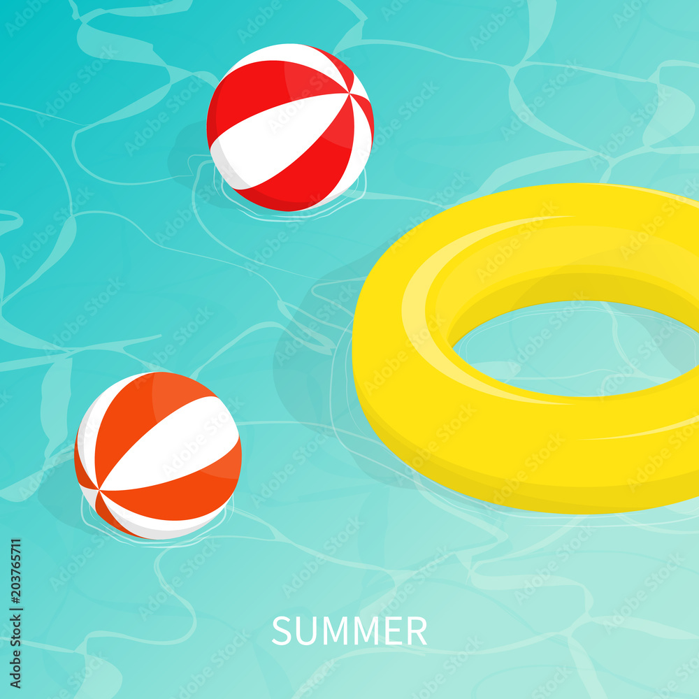 hello summer isometric pool float Beach ball vector Stock Vector ...