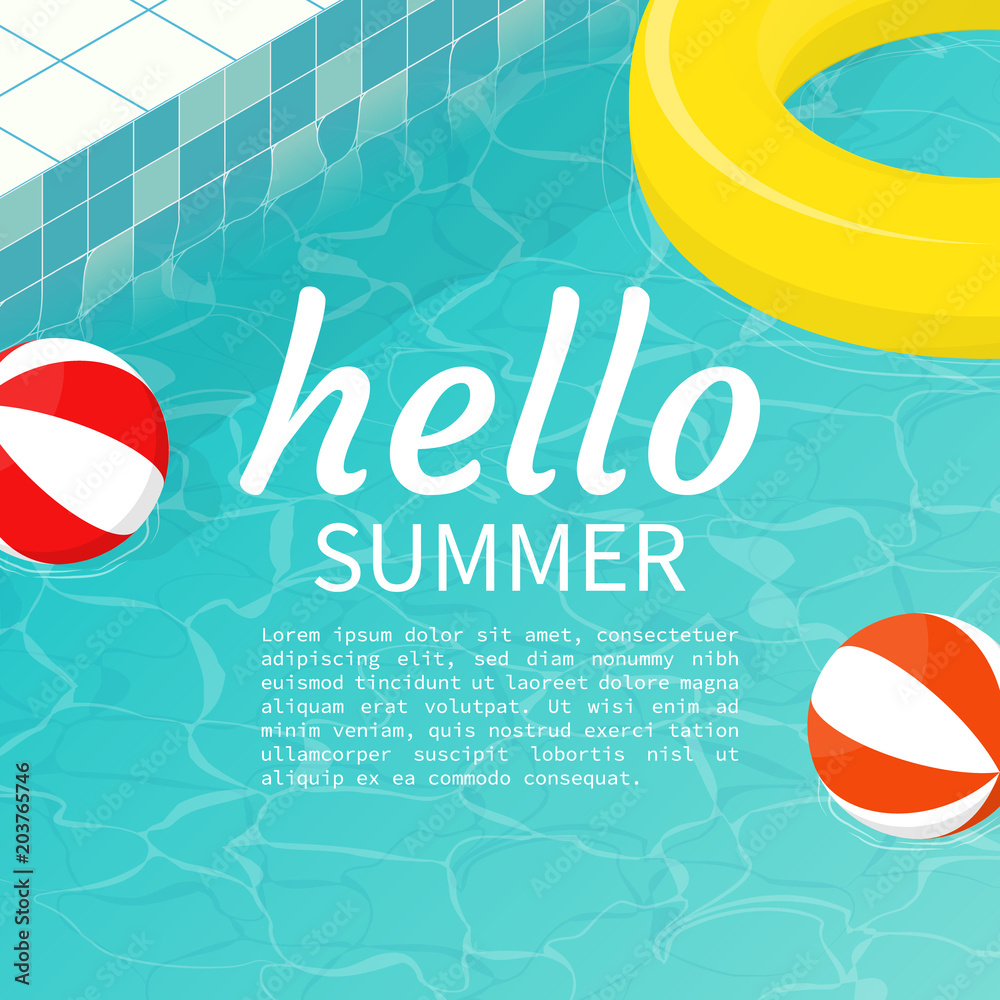 hello summer isometric pool float Beach ball vector Stock Vector ...