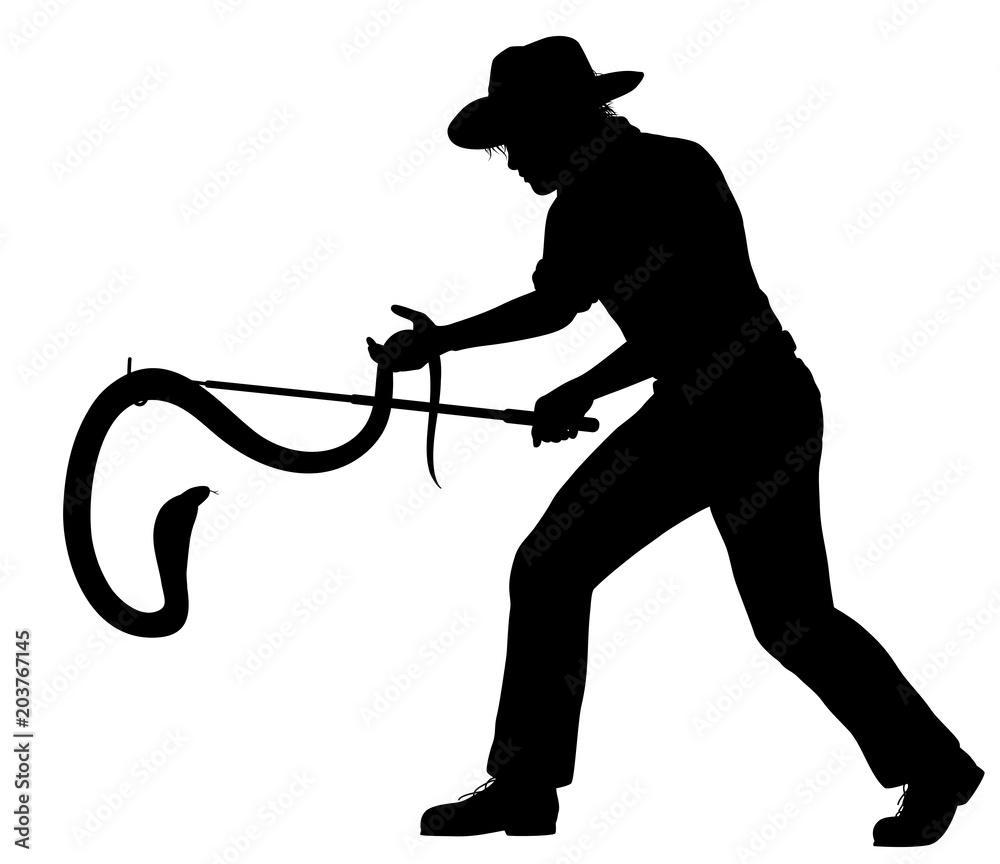 Snake catcher silhouette Stock Vector | Adobe Stock