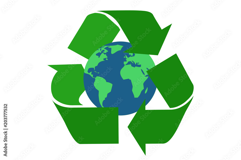 Planeta tierra rodeado del símbolo de reciclaje. Stock Vector | Adobe Stock