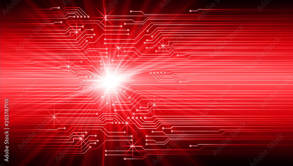 Binary Circuit Board Future Technology Red Cyber Security Concept Background Abstract Hi Speed