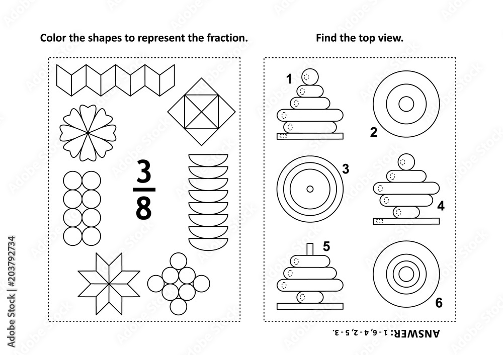 Two visual math puzzles and coloring pages. Color the shapes to ...