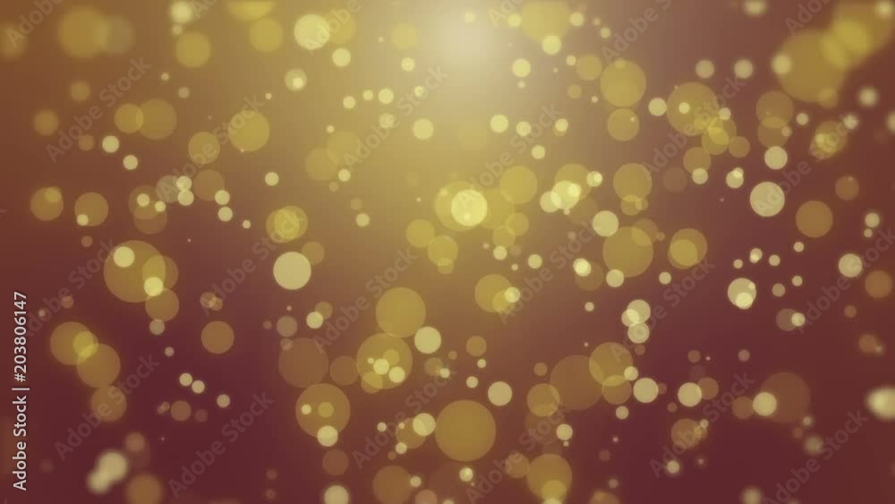Glowing red yellow bokeh background with floating light particles ...