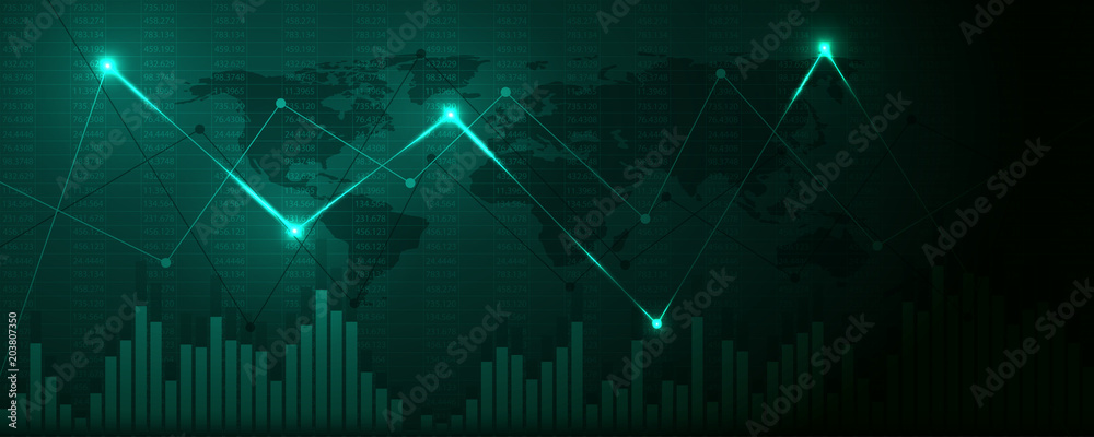 Financial data graph chart, vector illustration. Abstract background ...