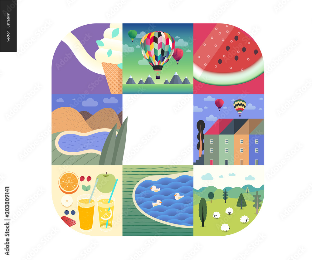 Simple things, color - flat cartoon vector illustration of ice cream ...