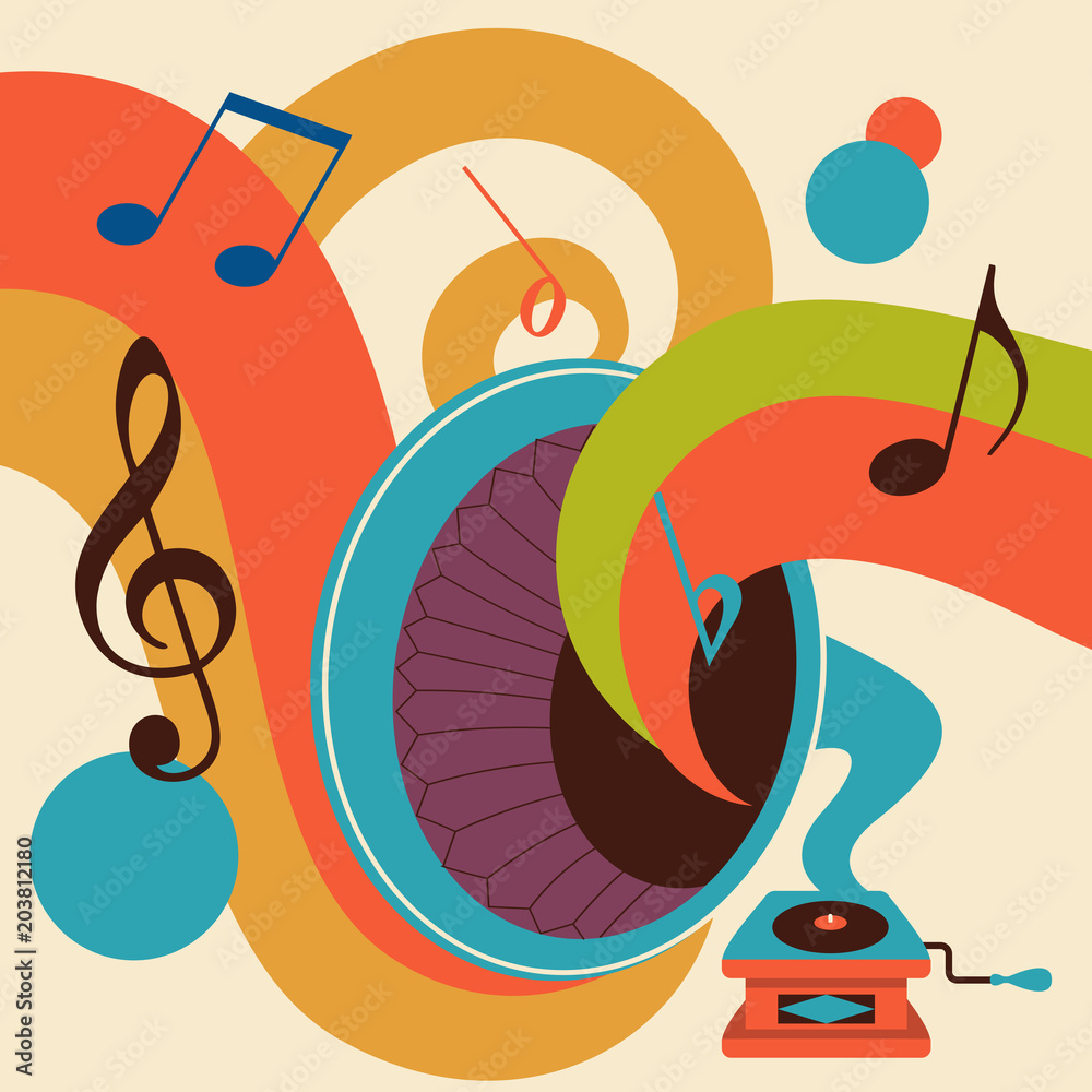 Retro music. Vector illustration. Stock Vector | Adobe Stock