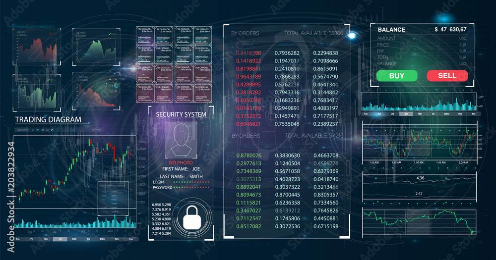 HUD. Radar screen.circle infographic interface screen monitor radar set ...