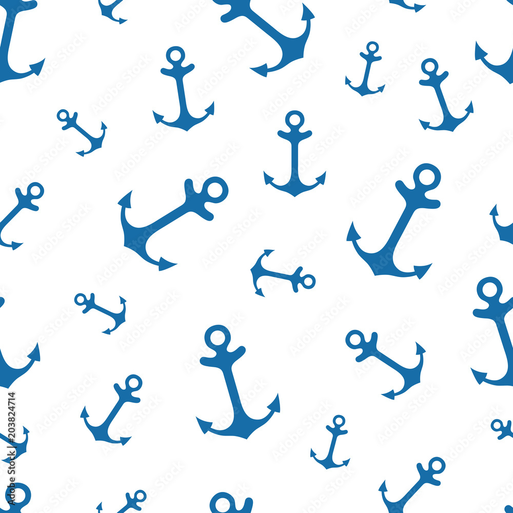 Simple graphic seamless pattern of marine themes. Anchor of ship ...