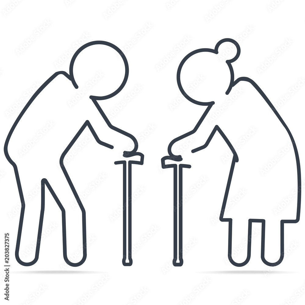 Elderly symbol. old people icon, simple line icon vector illustration ...