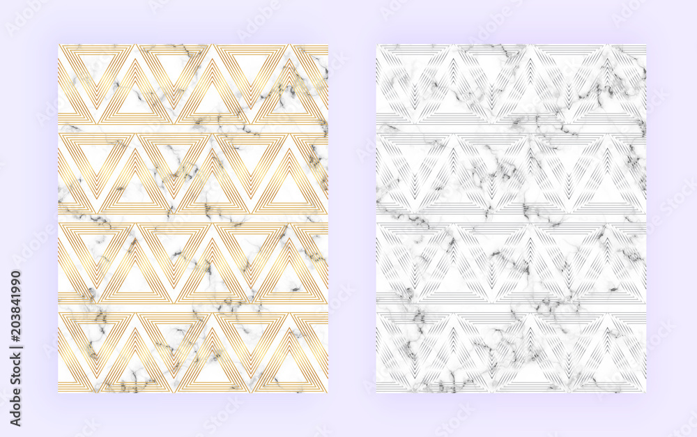 Elegant luxury geometric designs with marble texture, triangles, trendy ...