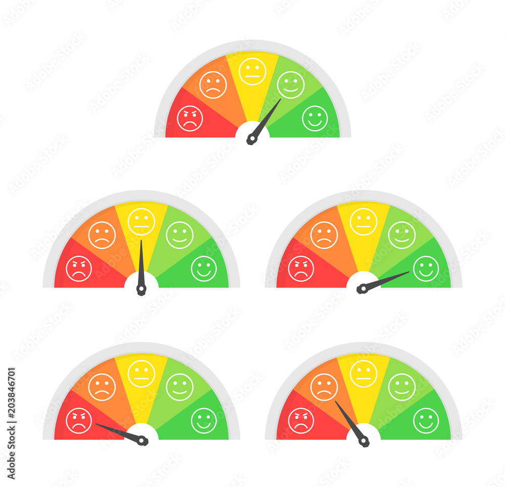 Rating customer satisfaction meter. Different emotions. Abstract ...