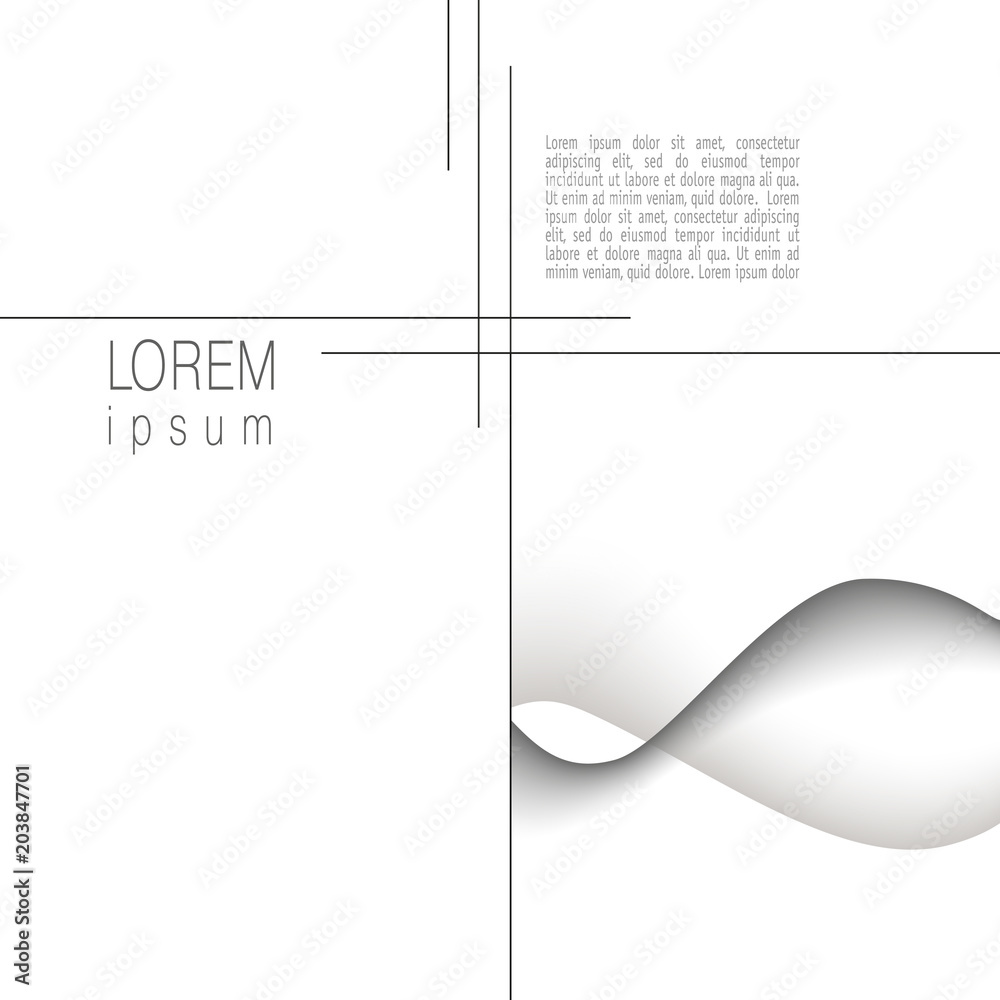 Monochrome layout with gray wave pattern. Abstract template for cover ...