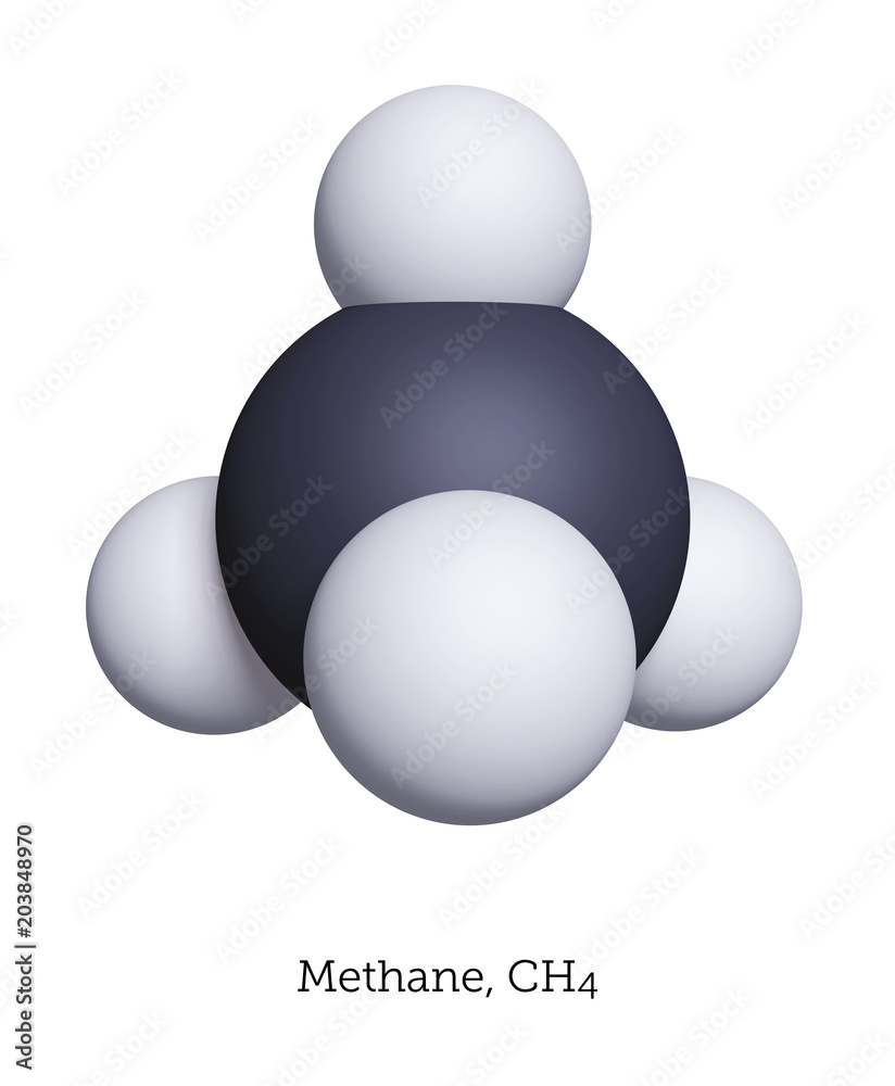 Space-Filling Model of Methane Stock Illustration | Adobe Stock