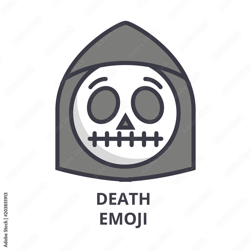 death emoji vector line icon, sign, illustration on white background ...