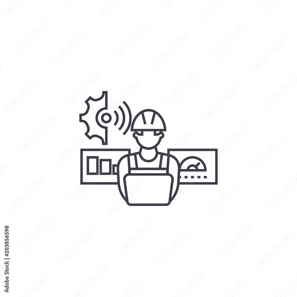 technician control vector line icon, sign, illustration on white ...