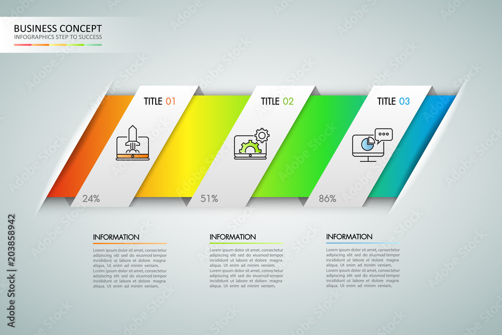 Design infographic template 3 options. Business concept can be used for ...