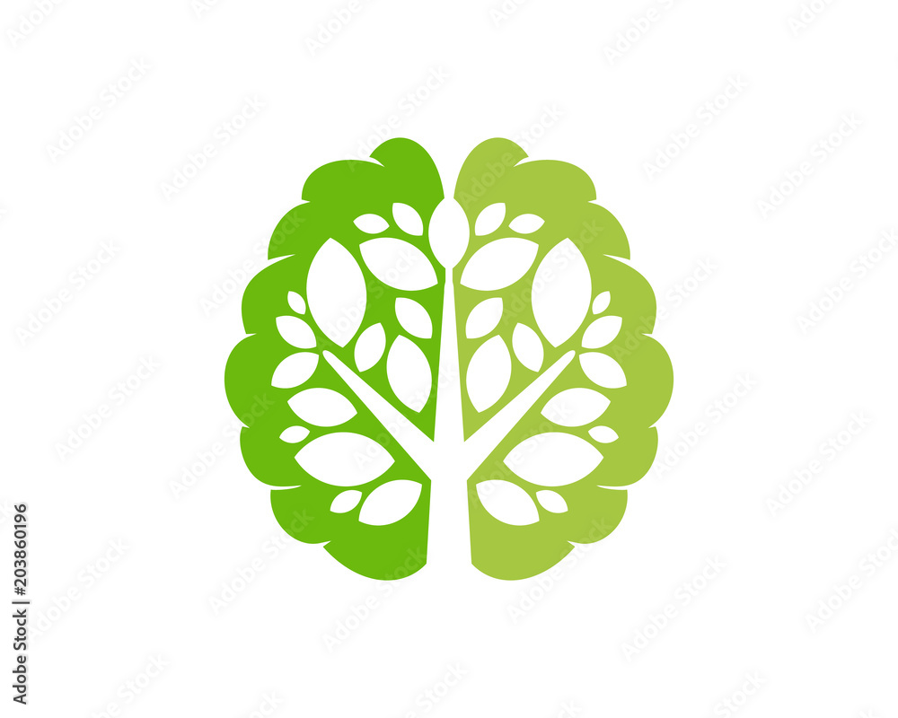 Brain Tree Icon Logo Design Element Stock Vector | Adobe Stock