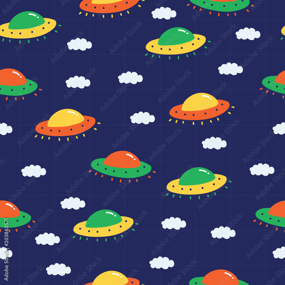 Flying ufo pattern for kids and boys. A playful, modern, and flexible ...